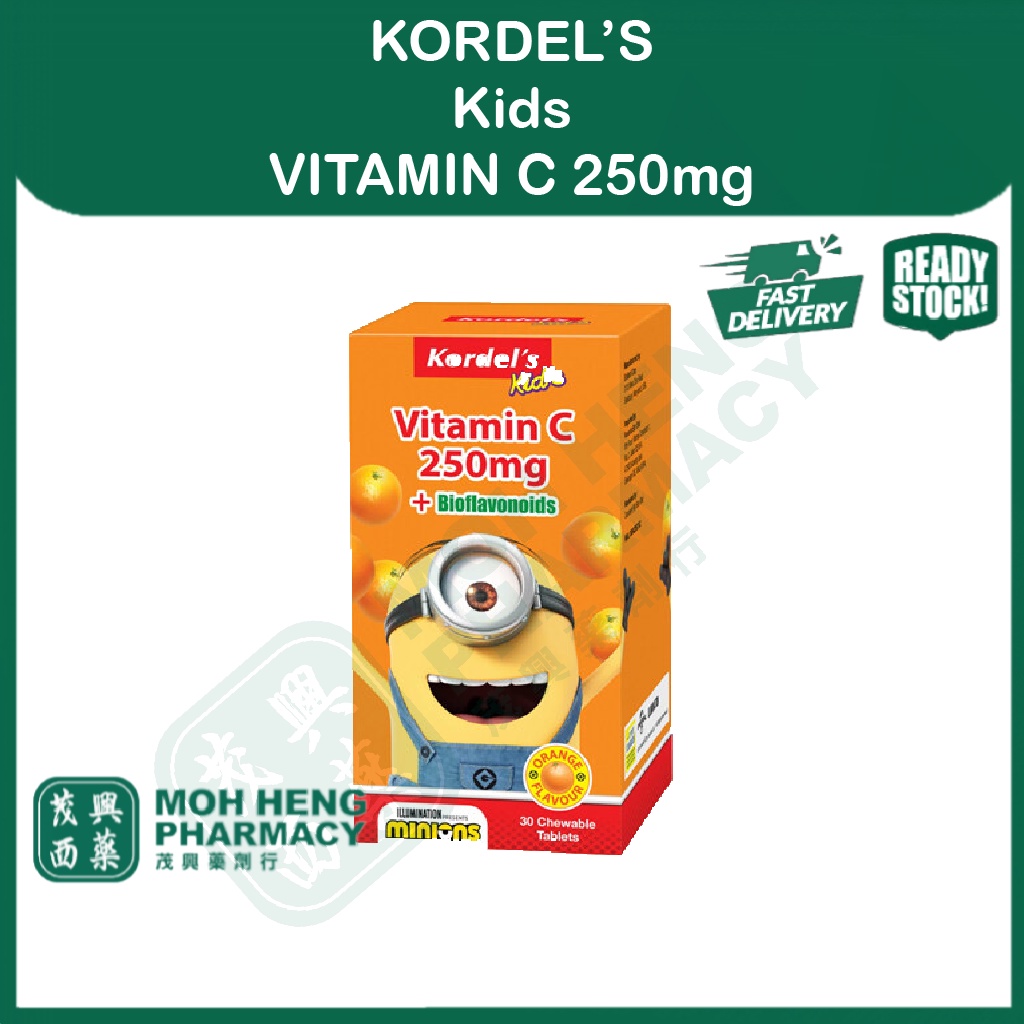 KORDEL’S Kids Vitamin C 250mg + Bioflavonoids (30 Chewable Tablets ...