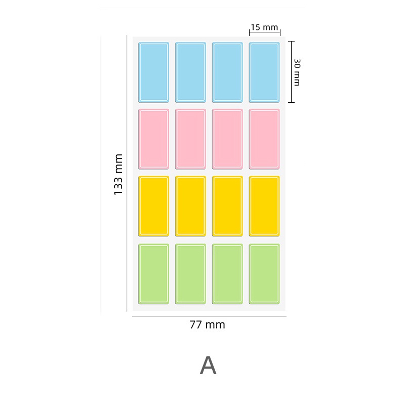 10 Sheets Multi-Size Solid Color Waterproof Label Stickers Paging DIY ...