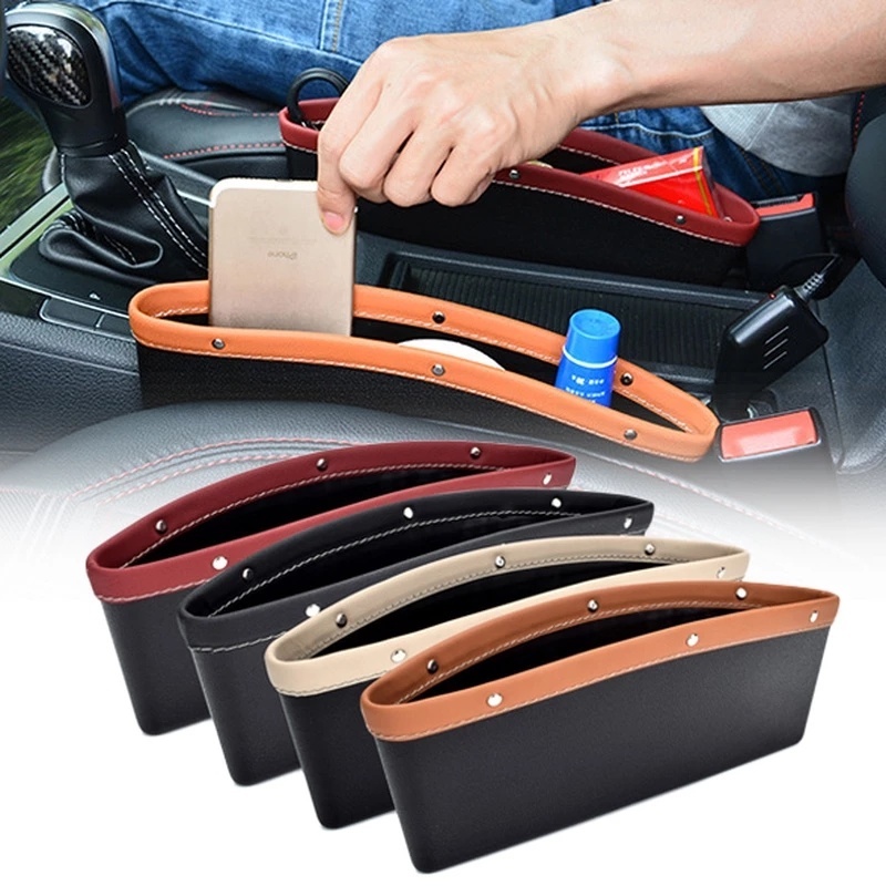 Multifunctional Car Seat Storage Bag /Leather Driver Seat Slit ...