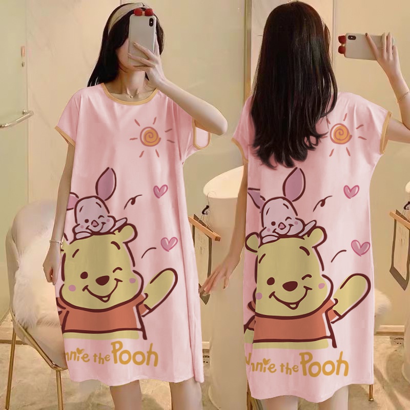 Nightdress Summer Thin Cartoon Women Pyjamas milk silk home service ...