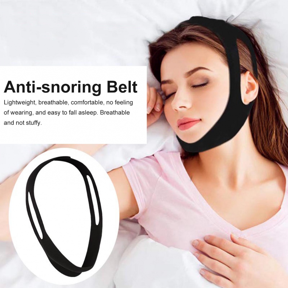 Anti Snoring Chin Belt Unisex black Elastic Anti-snoring Open Mouth ...