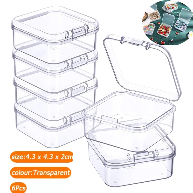 6 Pcs/ Set Square One-piece Clamshell Storage Box for Collecting Small ...