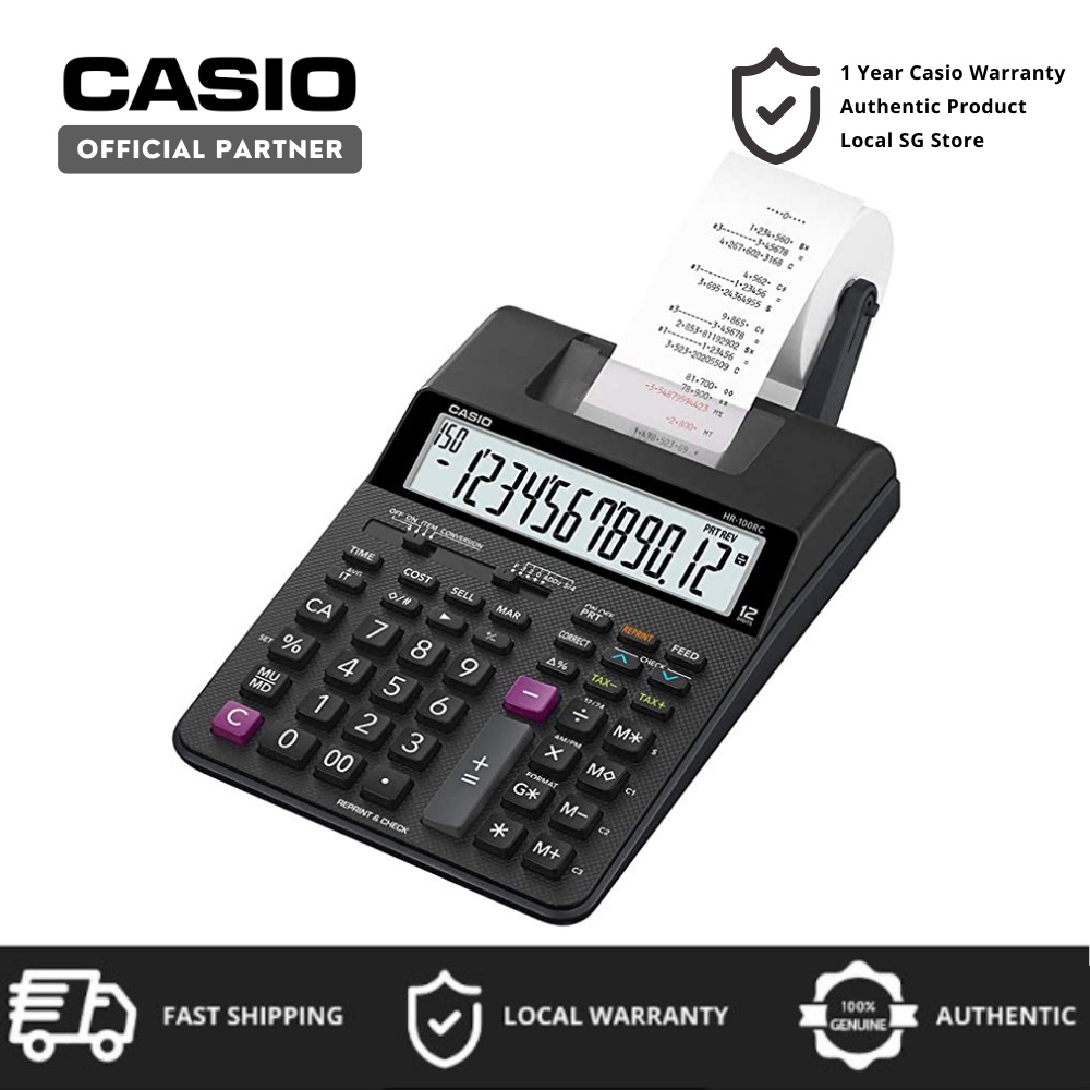 Casio HR-100RC Printing Calculator for Receipt Printing/Banking/Money ...
