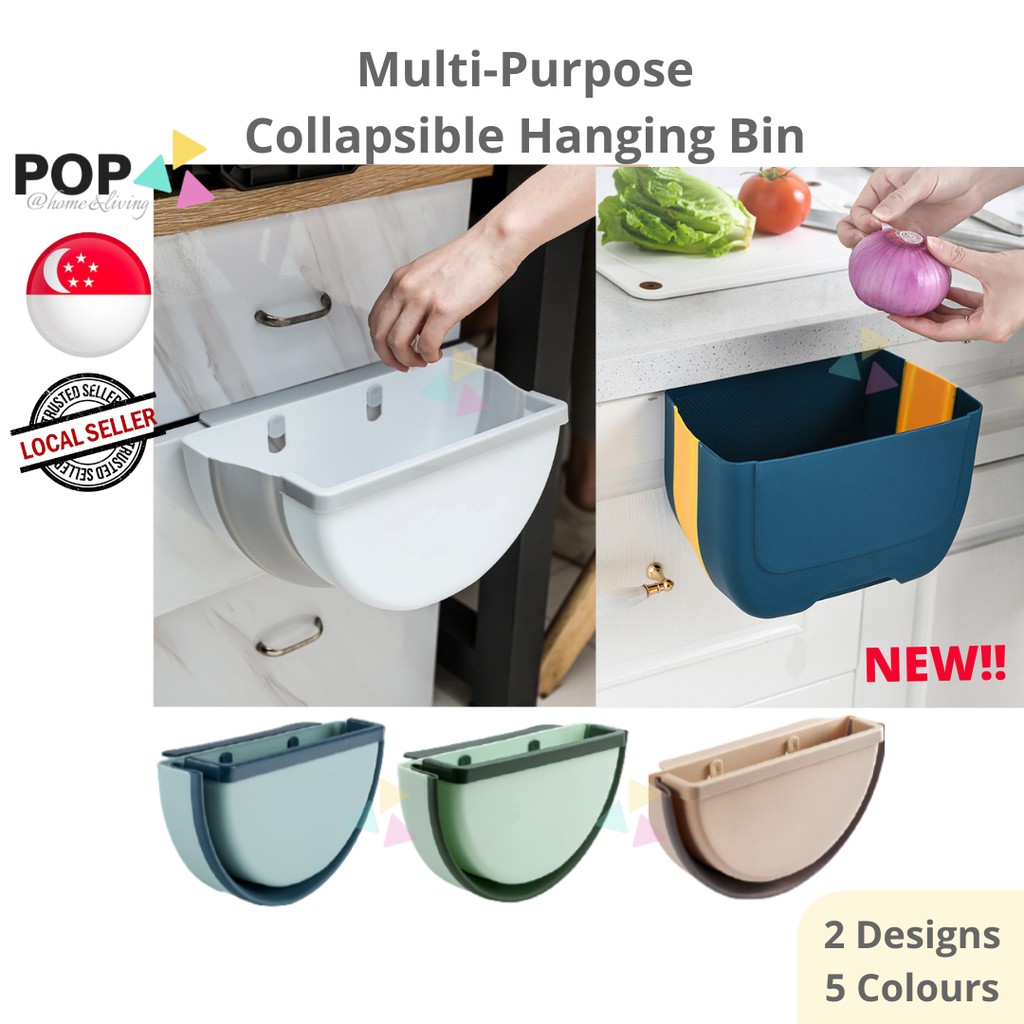 Kitchen Dustbin Hanging Organiser Foldable Collapsible Trash Waste ...