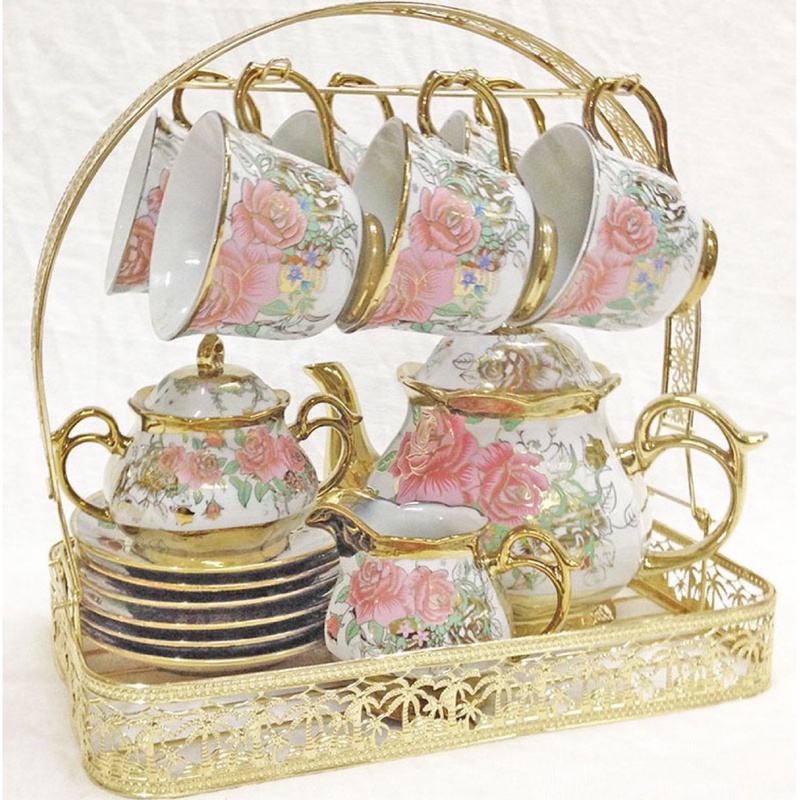 HOMELY 22PC European Style Ceramic Teapot Set Teacup Set Afternoon Tea ...