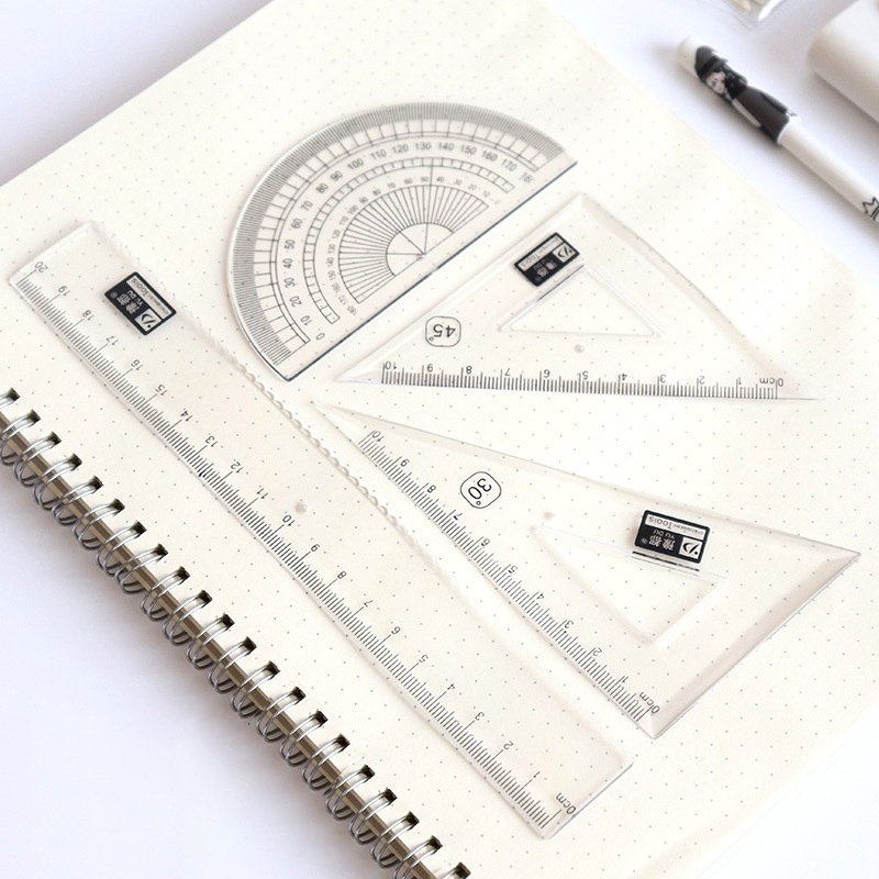 15/18/20cm 4pcs/set Plastic Transparent Ruler Protractor Triangle Ruler ...