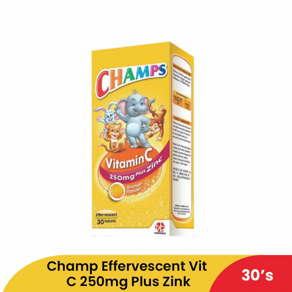 CHAMPS Vitamin C Plus Zinc Effervescent (250mg x 30's) | Shopee Singapore