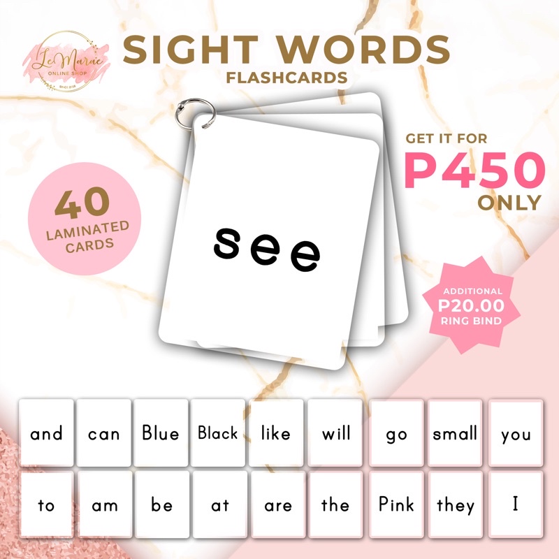 RANDOM SIGHT WORDS Laminated Educational Flashcards Reading Cards ...