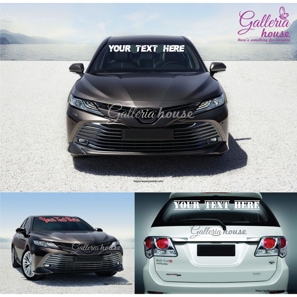 Galleria House Personalised Windscreen Sunshade Sticker Design Custom your text cars