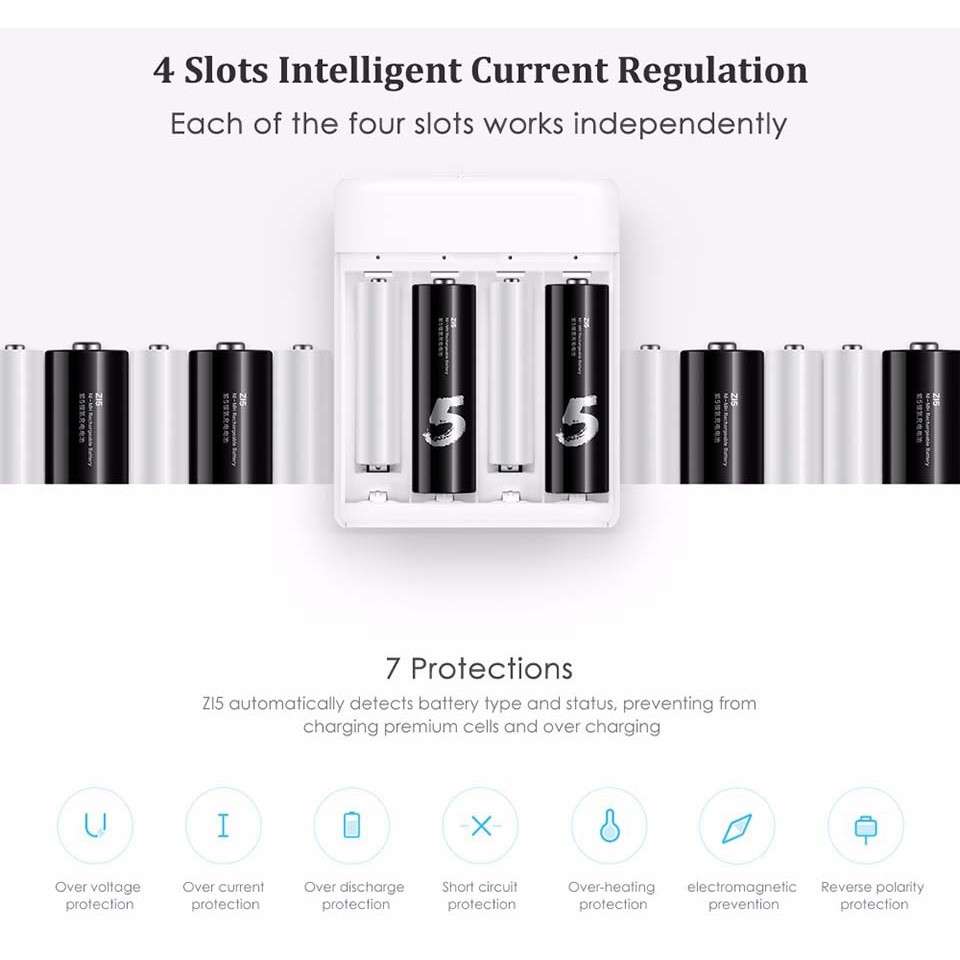 Xiaomi ZMI ZI7 ZI5 AAA AA re-chargeable Ni-MH Battery Mi Battery | Shopee Singapore