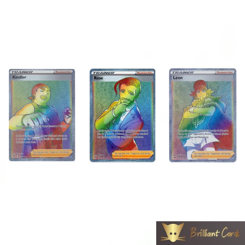 Pokemon Hyper Rare Rainbow Male Trainer Kindler Leon Rose Card | Shopee ...