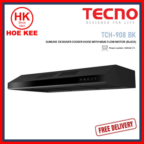 Tecno TCH 908 Slim Line Designer Cooker Hood with Maxi-Flow Motor ...