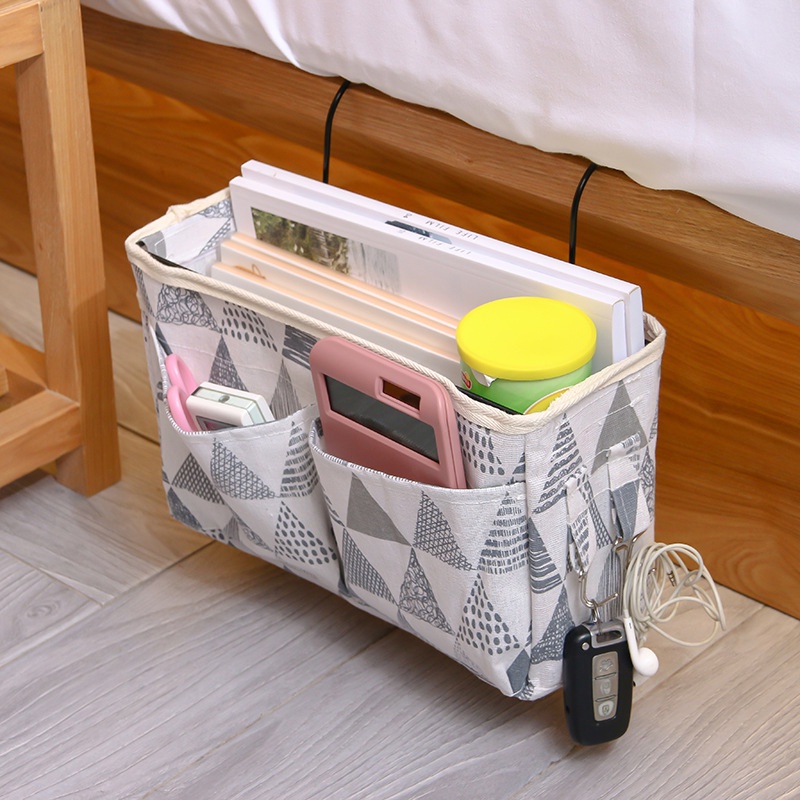 Canvas Bedside Hanging Pocket Storage Bag Bedroom Magazine Storage ...