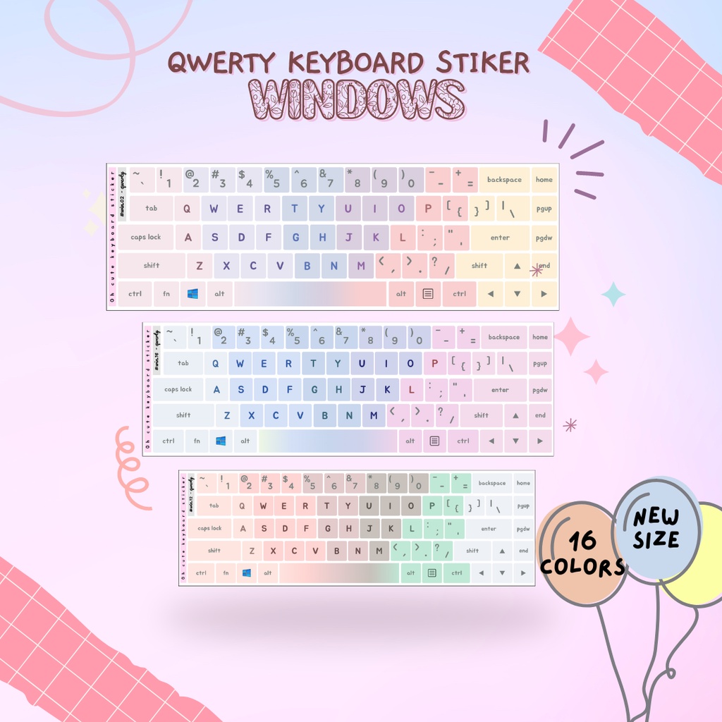 Qwerty Keyboard Sticker for Windows Aesthetic Palette Color Vinyl ...