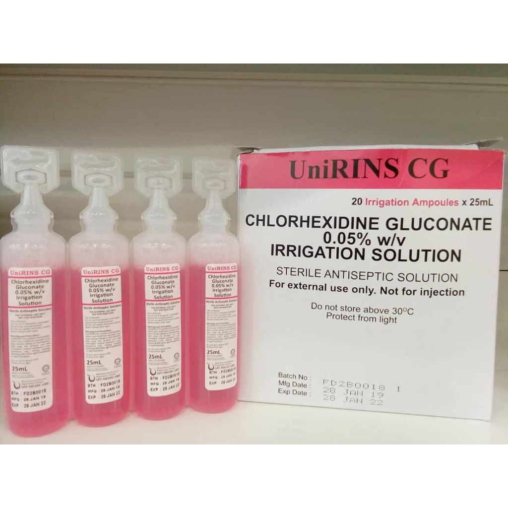 UNIRINS CG CHLORHEXIDINE GLUCONATE 0.05%w/v IRRIGATION SOLUTION 25ML x ...