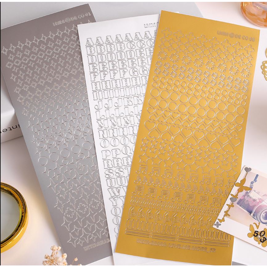 [SG] Gold Silver Letter Alphabet Sticker | Shape Sticker | Deco Stiker ...