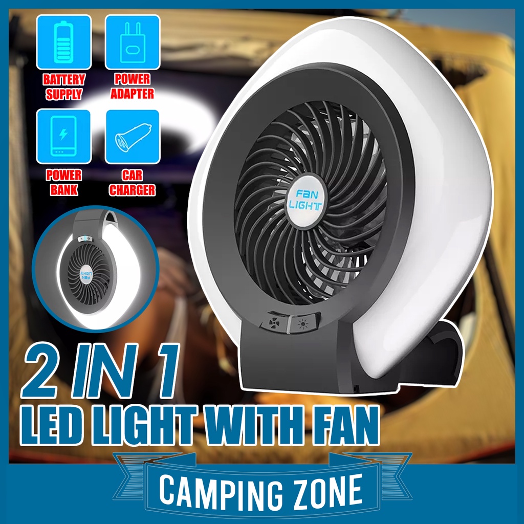 12000mAH 2in1 USB Rechargeable Fan Light Tent Camping Outdoor Activties ...