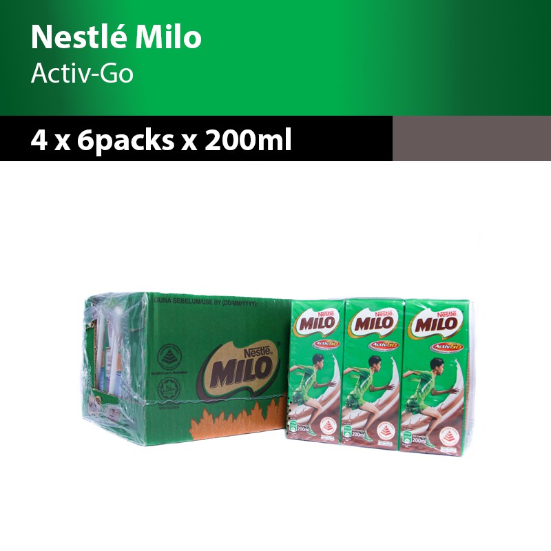 MILO UHT Chocolate Malt Drink 24 packets x 200ml | Shopee Singapore