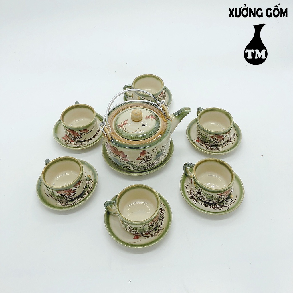 Vase-shaped Teapot Set with Hand-painted Patterns at Bat Trang Ceramic ...