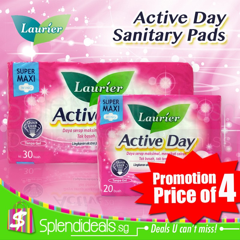 [ LAURIER SANITARY PADS ] (4 PACKS) LAURIER SOFT CARE ACTIVE DAY ...