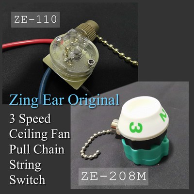 Zing Ear Original 3 Speed Ceiling Fan Pull Chain String Switch ZE-208M ...