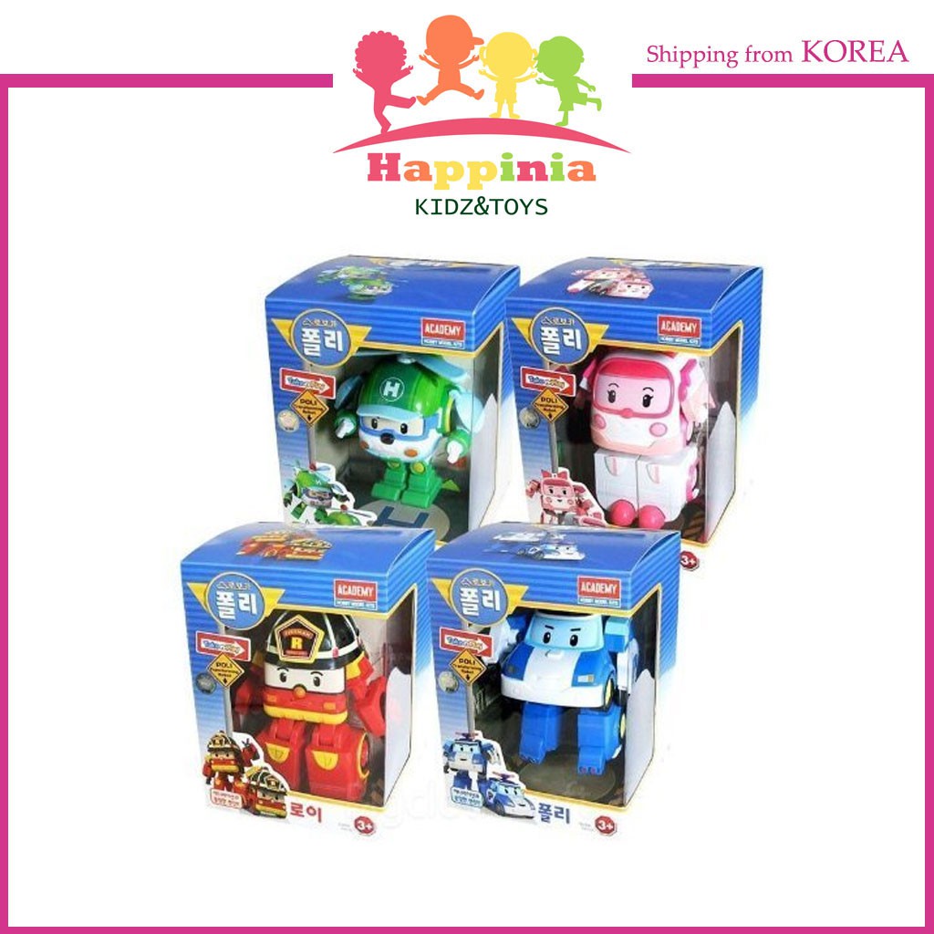 4Pcs Academy Robocar Poli - POLI & HELLI & AMBER & ROI Transforming ...