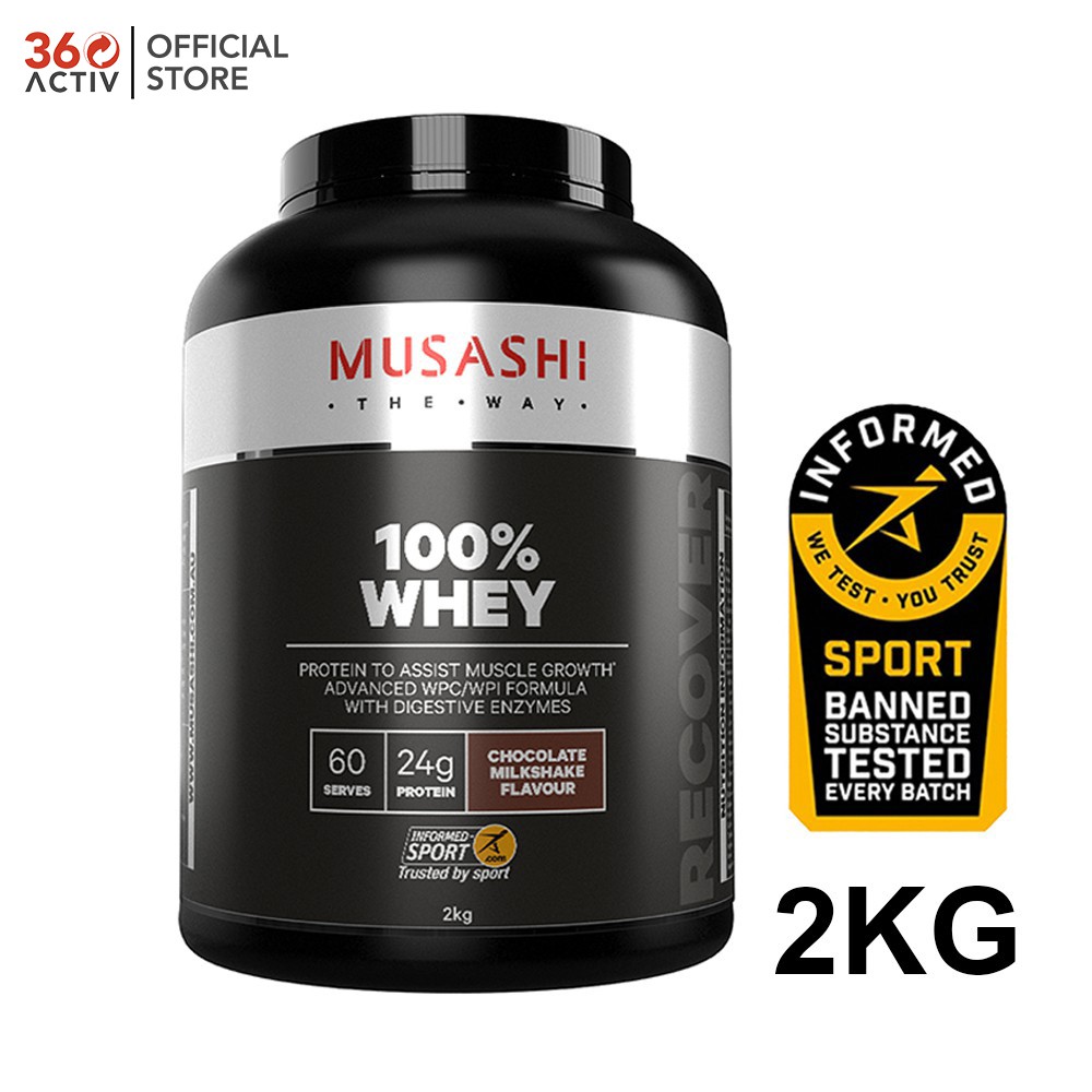 Musashi 100% Whey Powder 2kg Assist Muscle Growth | WPC Formula ...