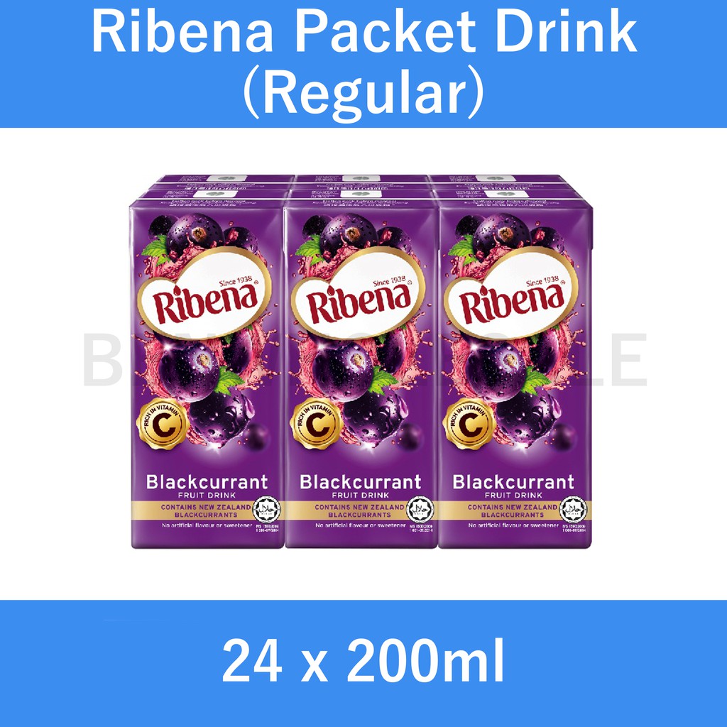 Ribena Blackcurrant Original Taste / Less Sugar (24 x 200ML) Carton ...