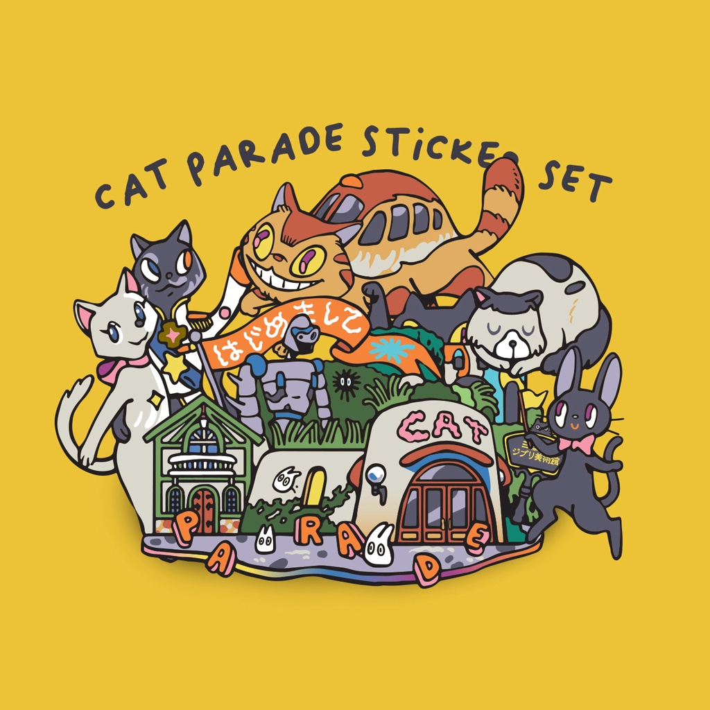Scc x Isa Indra Permana - Ghibli Cat Parade Sticker Pack / Glittery ...