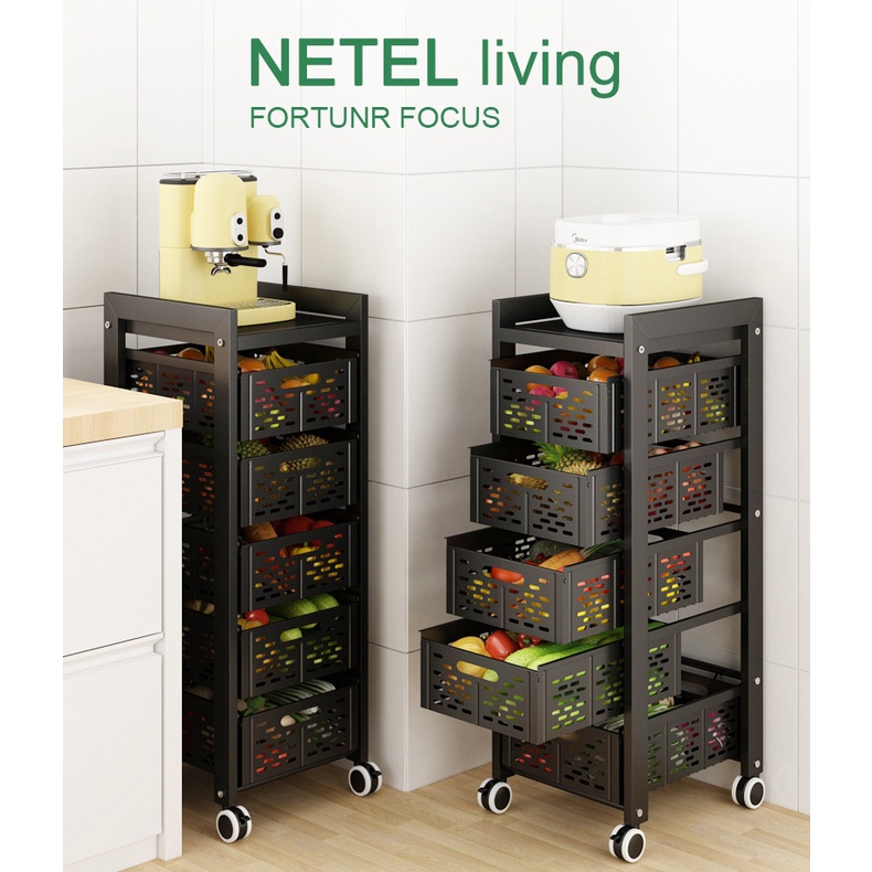 NETEL Kitchen Organizer Storage Rack Kitchen Trolley Cabinet Multi ...