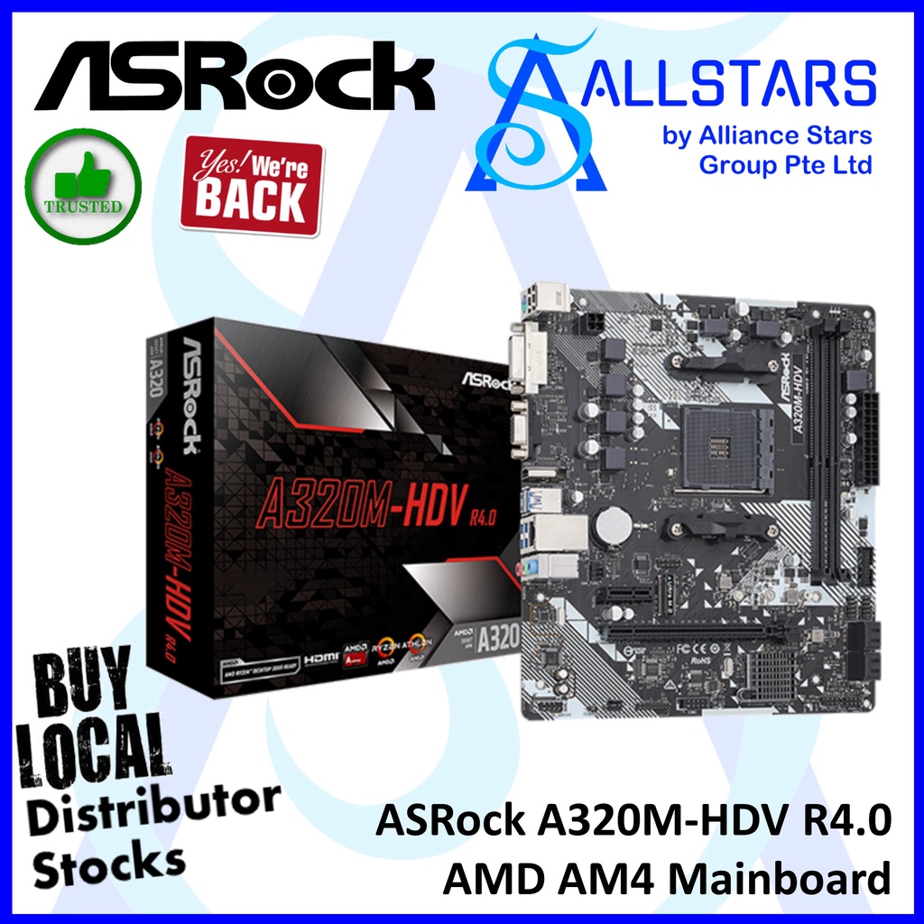 *FREE UPGRADE to X370M-HDV * ASRock A320M-HDV R4.0 AMD AM4 Mainboard ...