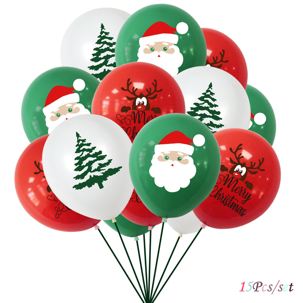 15Pcs Merry Christmas Balloons Santa Claus Elk Christmas Tree Latex ...