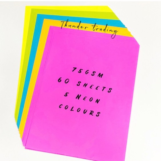 NEON / FLUORESCENT COLOUR PAPER A4 60 SHEETS/75GSM | Shopee Singapore