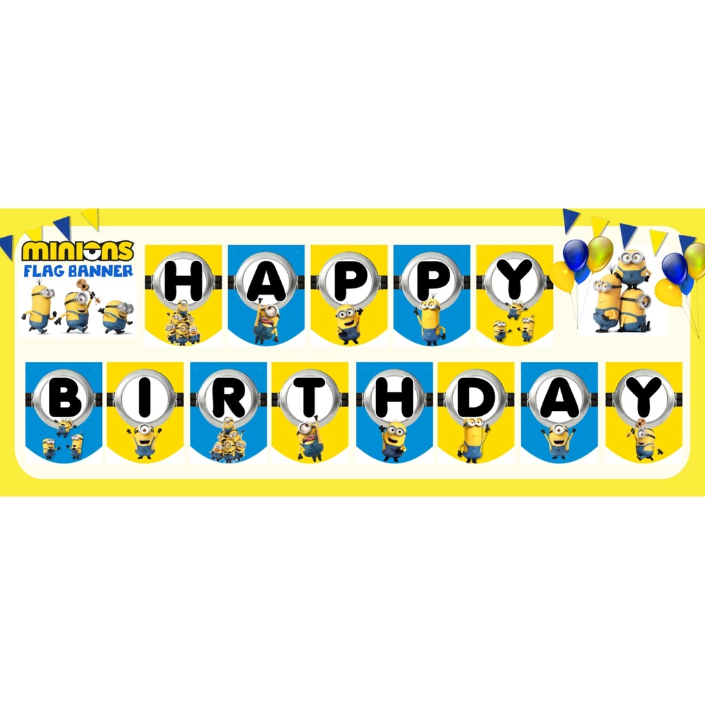 Minion Minios Flag Banner Bunting Happy Birthday Party Flag | Shopee ...