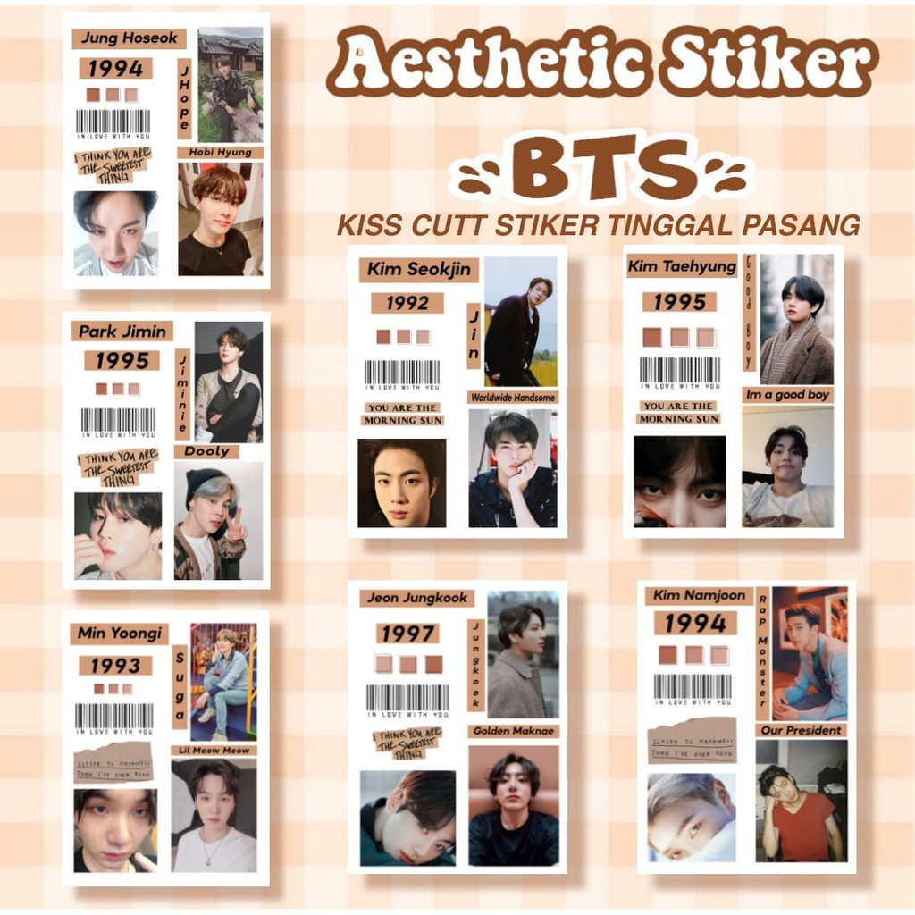 Bts JUNGKOOK TAEHYUNG JIMIN SUGA JIN JHOPE KIM NAMJOON Stickers ...