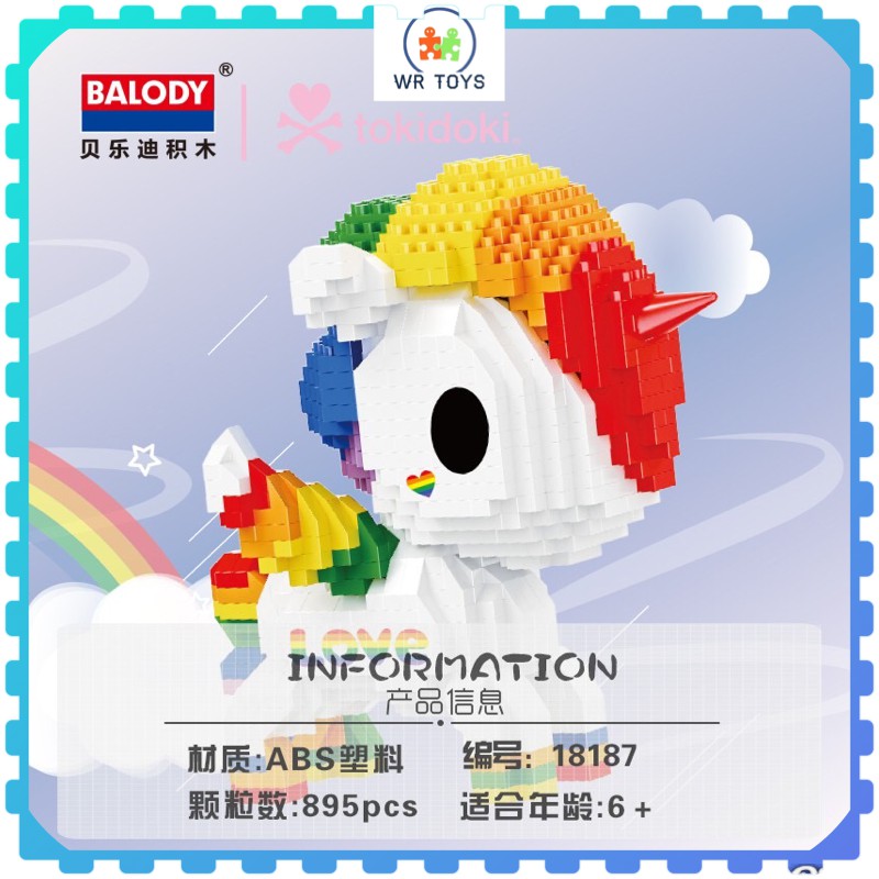 Blocks Unicorn BALODY TOKIDOKI 18187/18188/18192/18197 Magical Unicorno ...