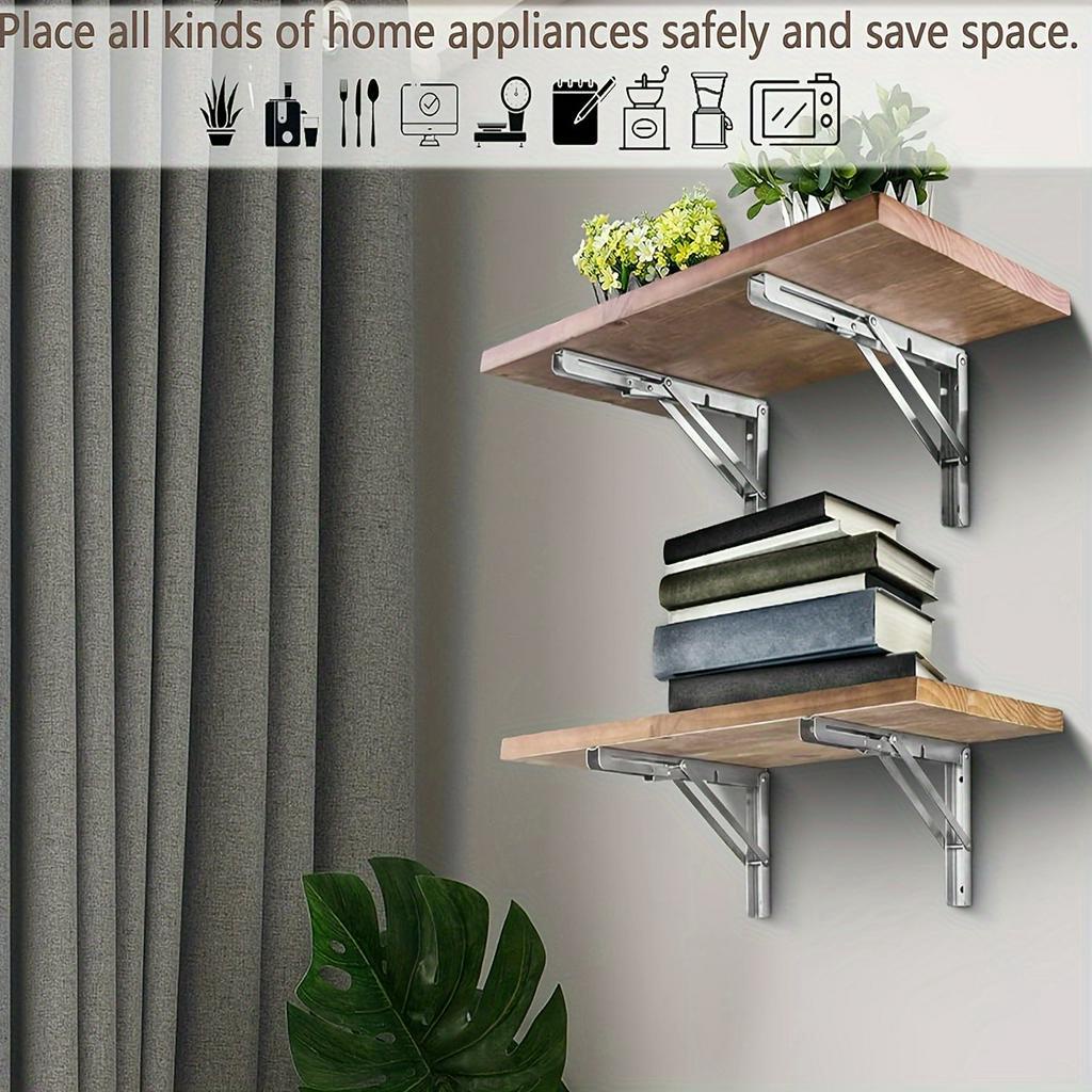 2pcs 11.81x6.42inch/30x16.3cm Folding Shelf Brackets, Heavy Duty ...