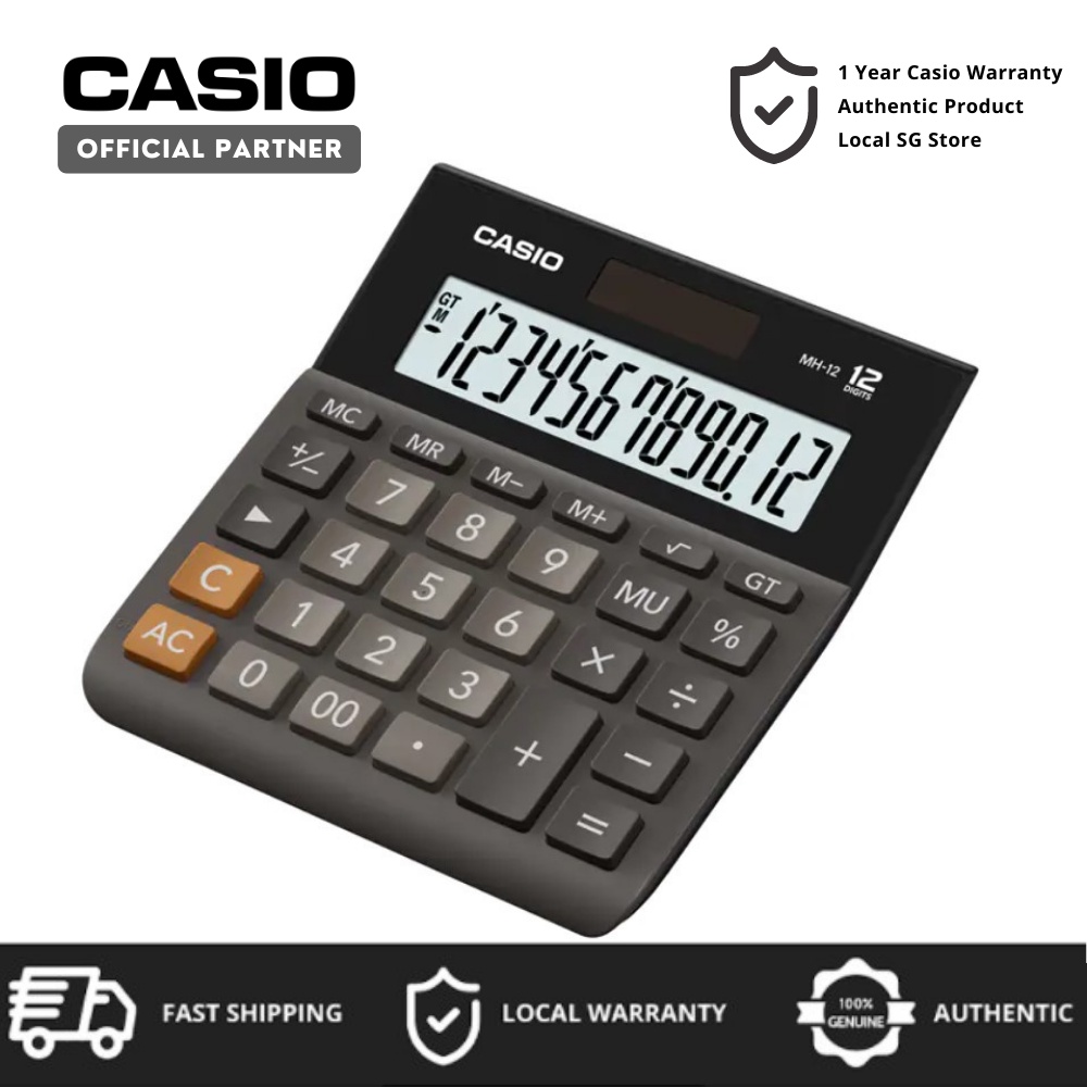 Casio Calculator 12 Digits MH-12 Mini Desk Type Calculator With Extra ...