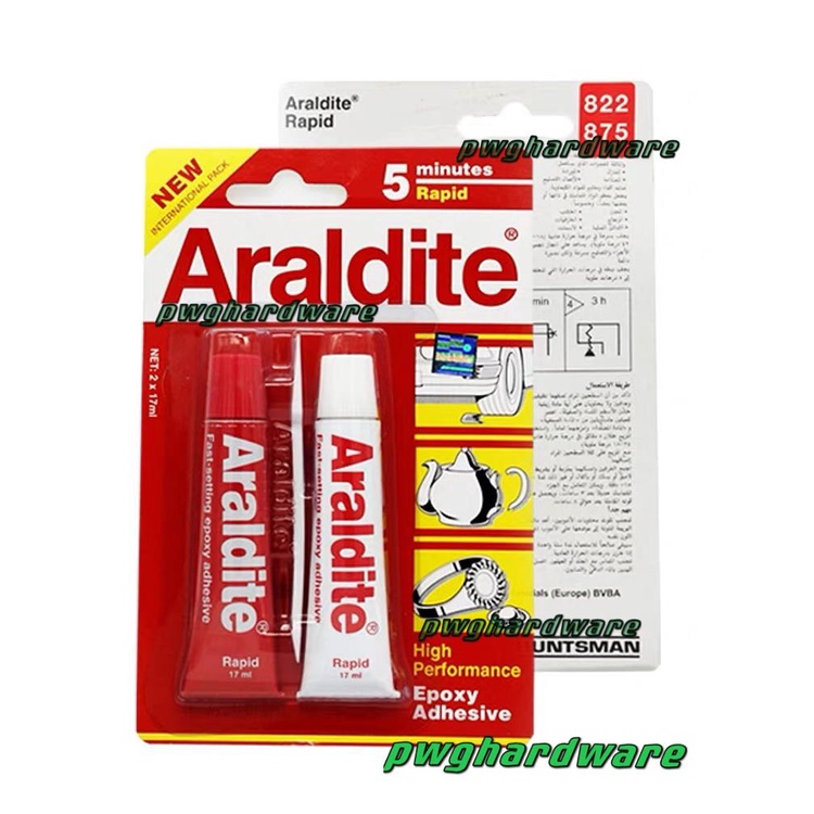 ARALDITE RAPID 5 MINUTES HIGH PERFORMANCE EPOXY ADHESIVE GLUE RED 2 x ...