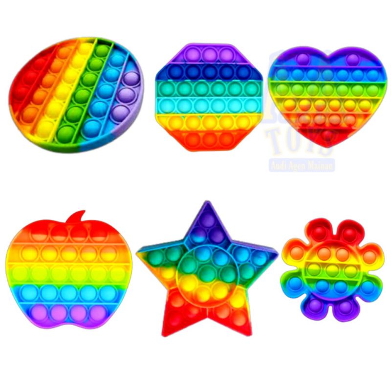 Pop it Pop It Square rainbow multicolor Fidget Toy Push bubble Stress ...