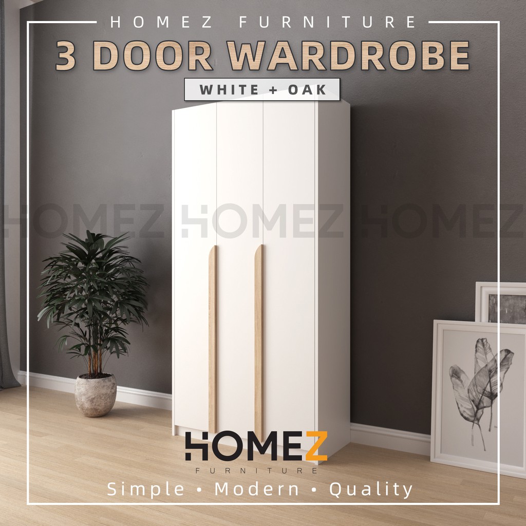 Homez Simona Series 3FT 3 Door Wardrobe- HMZ-FN-WD-S3013/HMZ-FN-WD-S3013 | Shopee Singapore