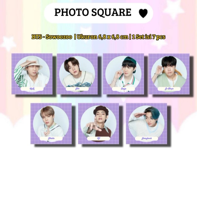 Photo Square BTS - Sowoozoo contains 7 pcs (All members) | Shopee Singapore