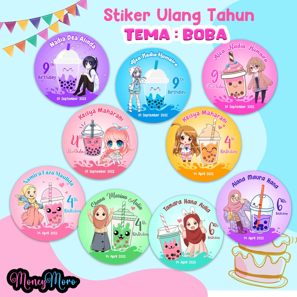 Moneymoro Boba Birthday Stickers / Boba Birthday Labels | Shopee Singapore