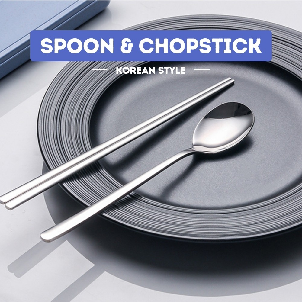 【SG】304 Stainless Steel Chopstick Spoon Korean Chopsticks Spoon Metal ...