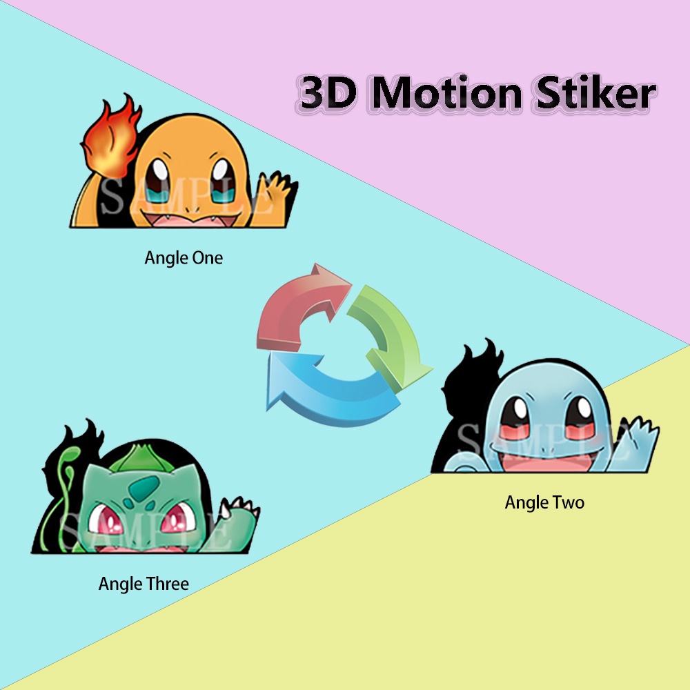 Bulbasaur Cartoon Characters Anime 3D Motion Car Stickers Self-adhesive ...