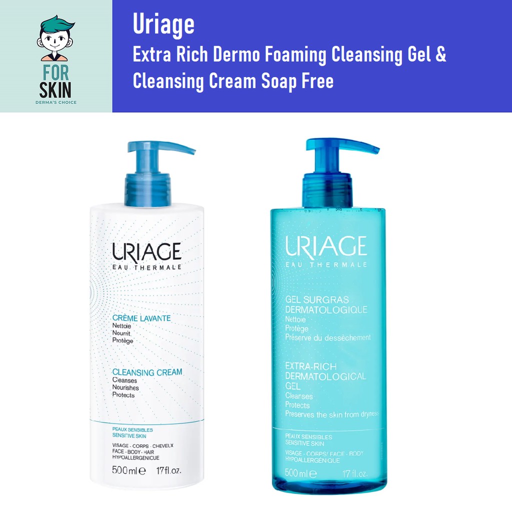 Uriage Cleansing Cream Soap Free 500ml & Extra Rich Dermatological ...