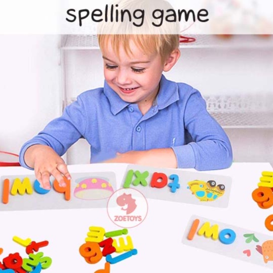 Zoetoys Spelling Game | Treehole Moveable Wooden Word Jumble Letter ...