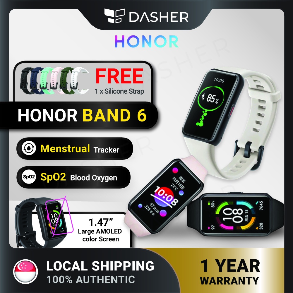 [FREE STRAP] Honor Band 6 AMOLED Smart Wristband Oximeter SpO2 Tracker ...