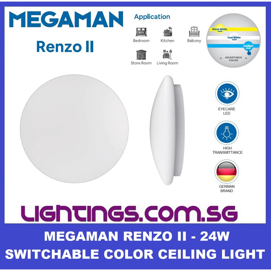 MEGAMAN Renzo II - 24W LED Switchable Color Ceiling Light | Shopee ...