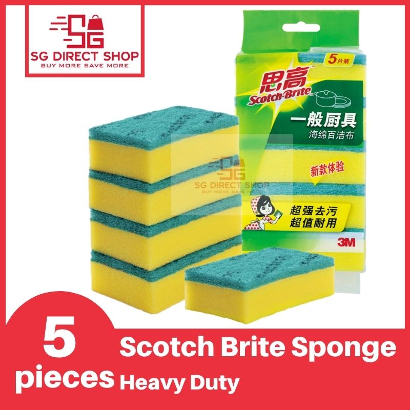 [5Types] 3M Scotch-Brite Kitchen Sponge | Heavy duty Sponge | Stainless ...